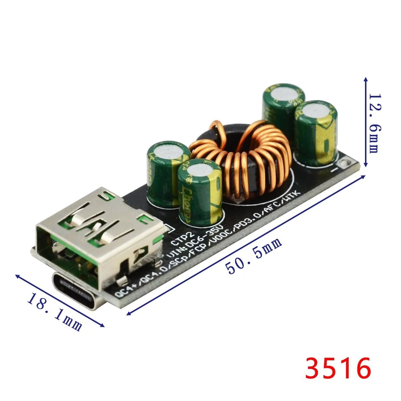 QC4.0/QC3.0 Быстрый Зарядный Модуль Ah Robot 3516