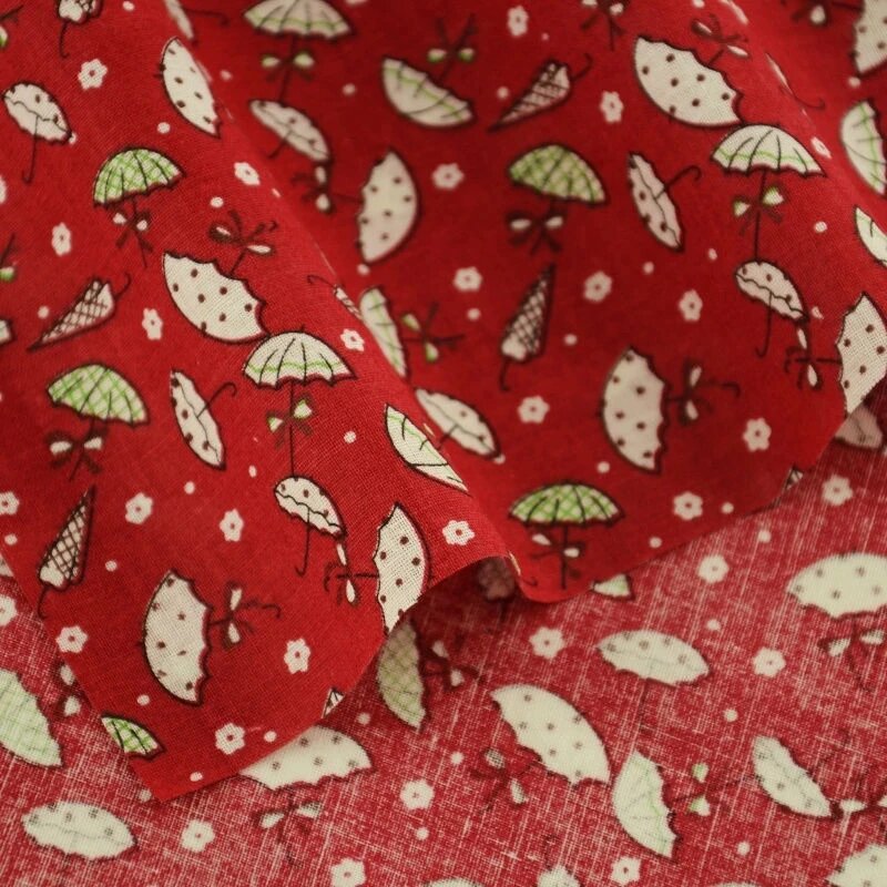 Ткань хлопковая Booksew, красный, цветочный рисунок, 50x150cm, p055-1