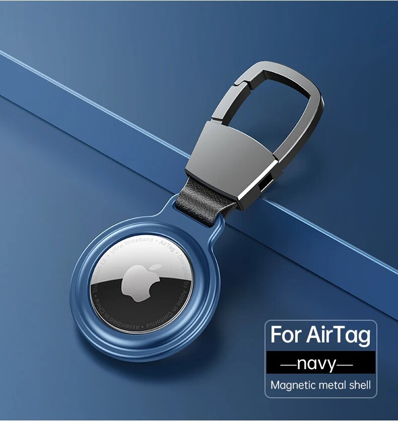 Чехол для AirTag, темно-синий, металлический