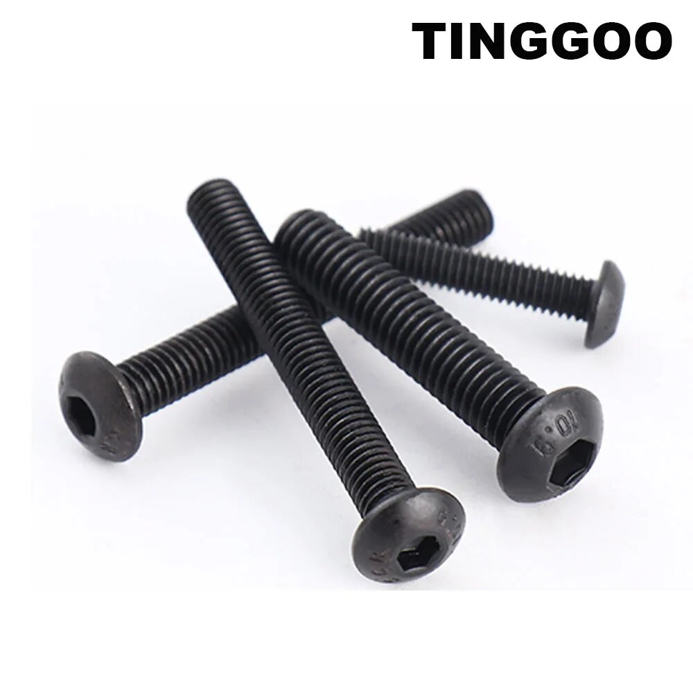 TINGGOO Стальные винты M1.6-M8 10.9 черного цвета L=3-80 мм 25pcs M3, 8mm