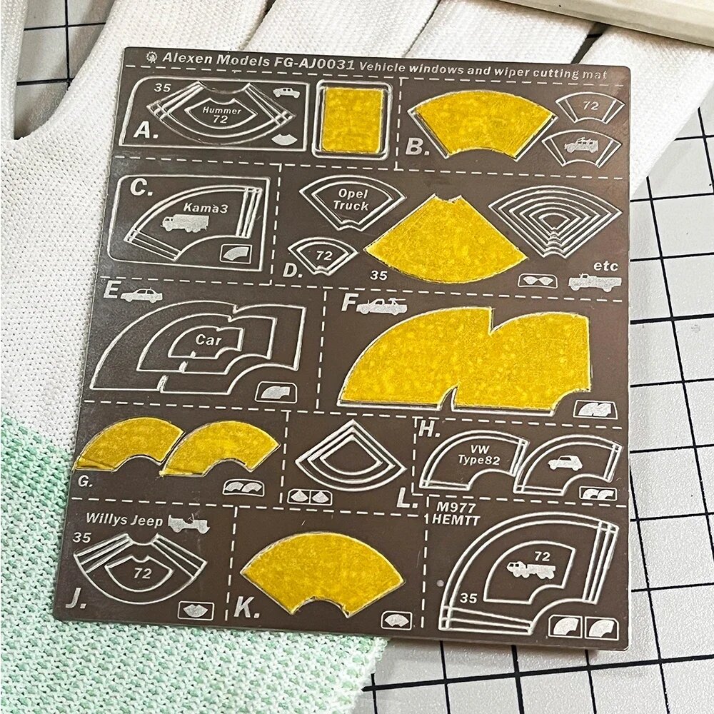 Alexen AJ0031 металлический коврик для резки, брызговик, крышка стеклоочистителя в сборе, строительные инструменты для военной модели, аксессуары «сделай сам»