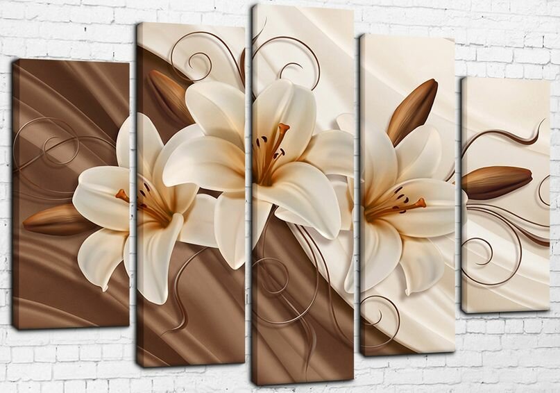 Картина модульная 150х90 Шелковые лилии