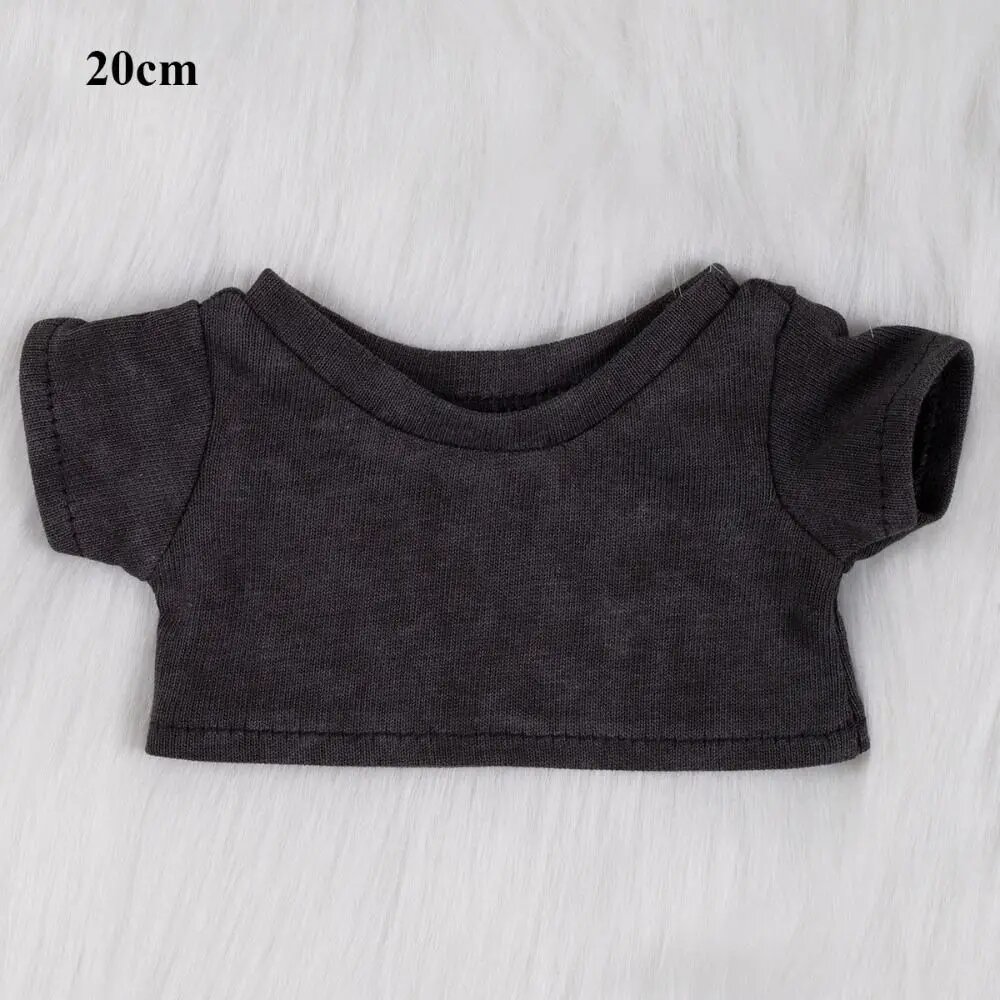 Хлопковые кукольные толстовки и футболки для кукол 10/15/20 см Черный, Grey-20cm-Style 1