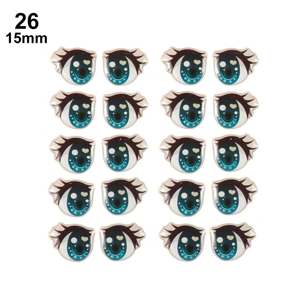 Стикеры для кукол мультяшные глаза 10 пар