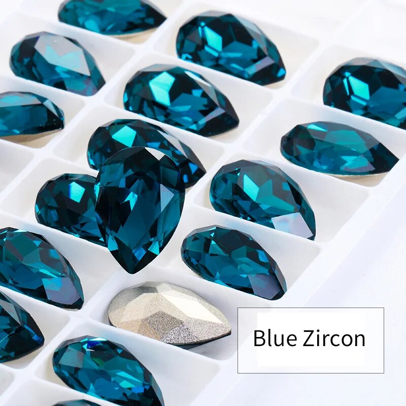Бирюзовые стразы Blue Zircon 7x10mm (10шт)