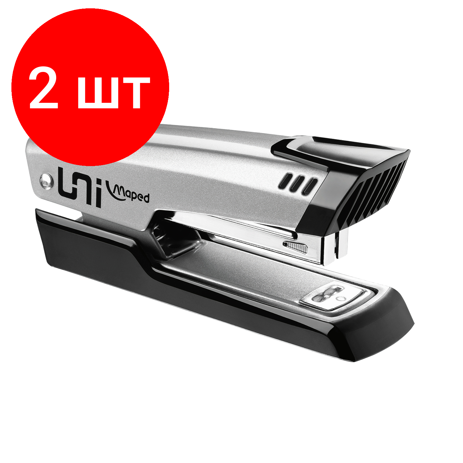 Комплект 2 шт, Степлер №24/6, 26/6 металлический MAPED "Universal Metal" + 400 скоб, до 25 листов, серый, 539200, 039200