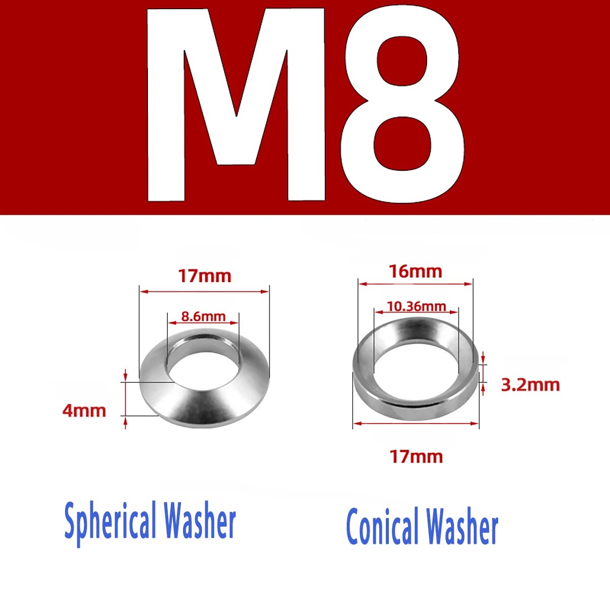 Шайбы из нержавеющей стали M6-M20 M8, 2set M8