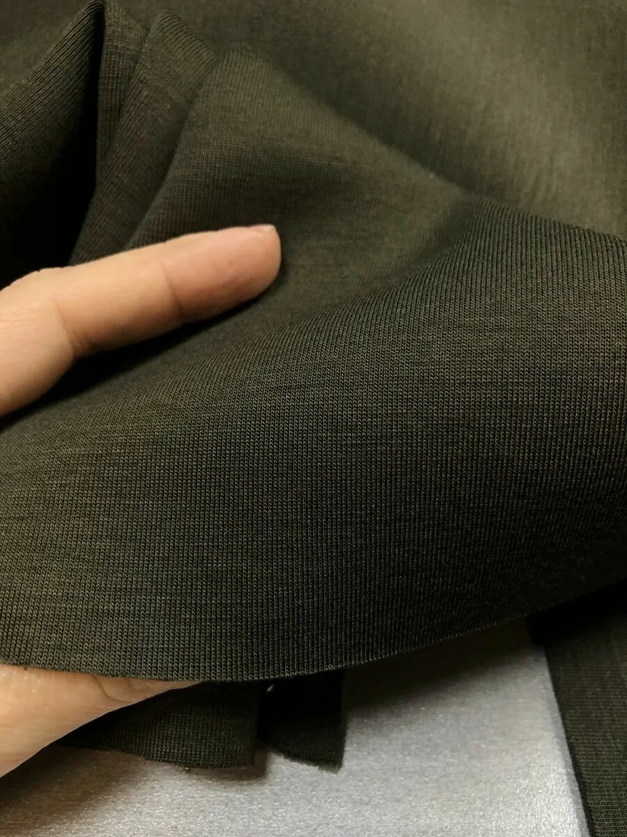 Ткань Трикотаж двойной на поролоне, хаки, Италия