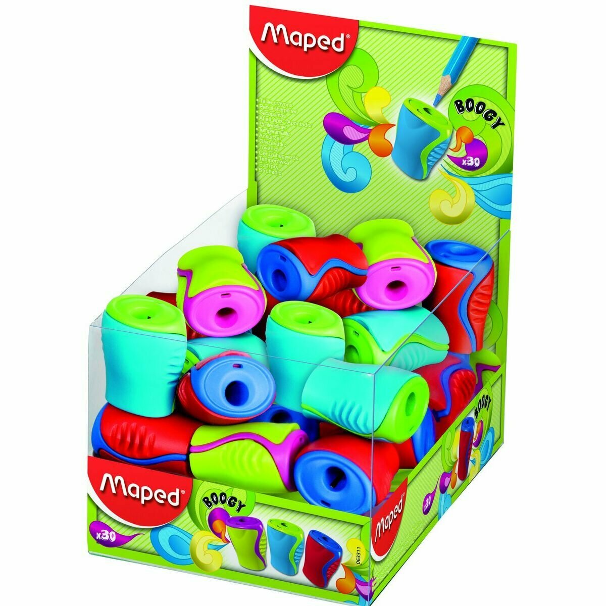 Точилка ручная пластиковая Maped Boogy (1 отверстие, с контейнером) (063311), 30шт.