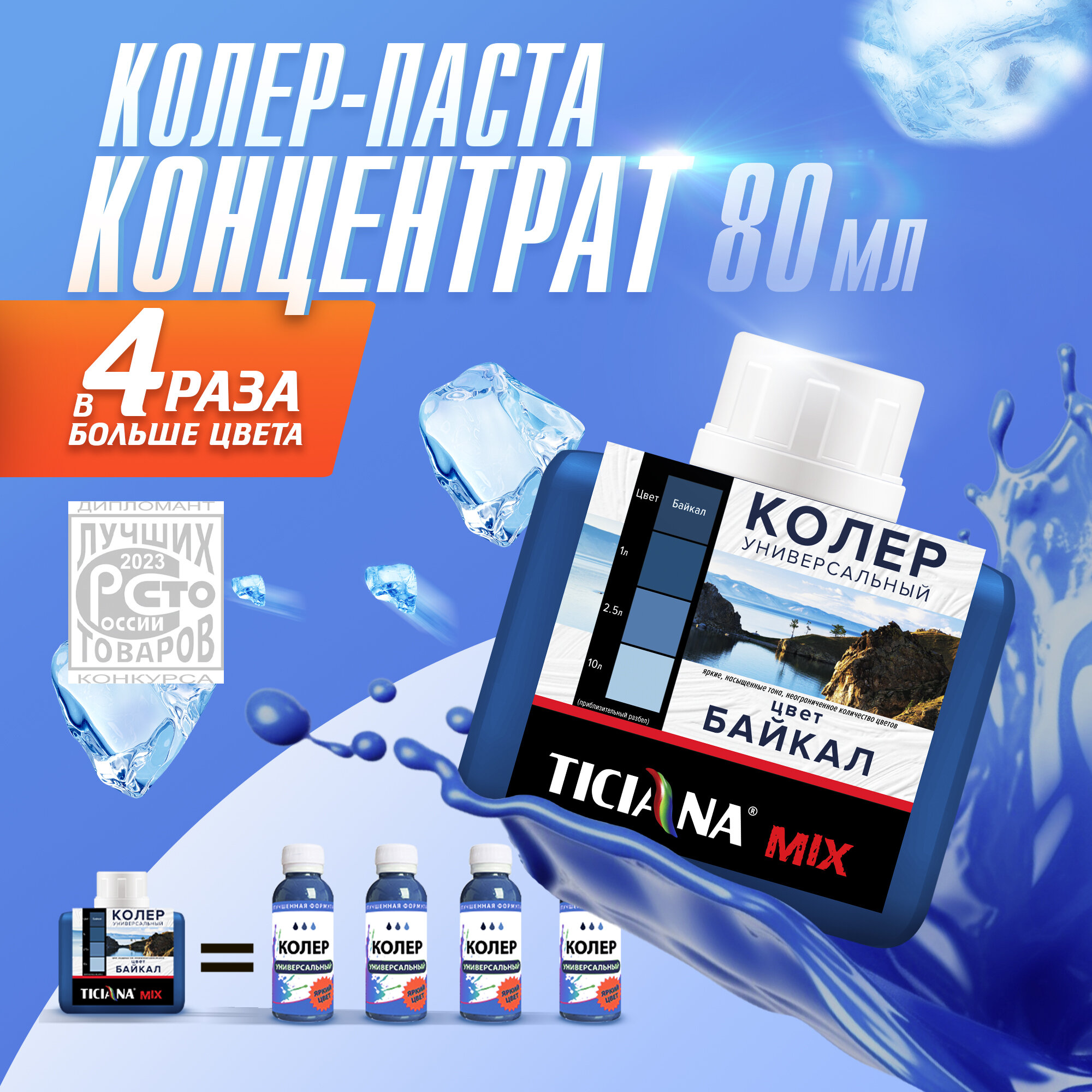 Колер для краски микс универсальный TICIANA Байкал 80 мл