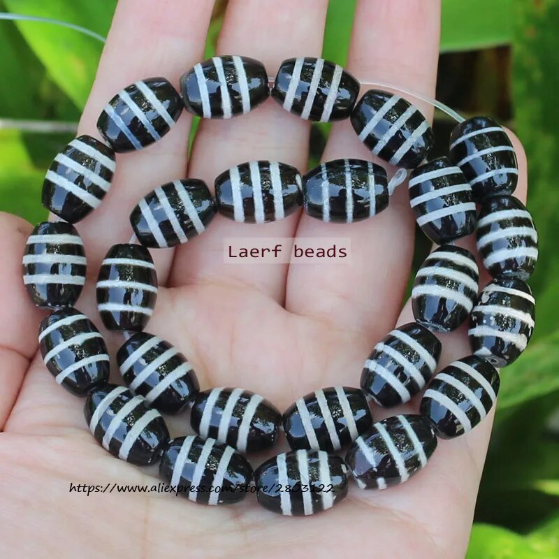 Бусины из черного агата Laerf Beads Черный, 3 Lines