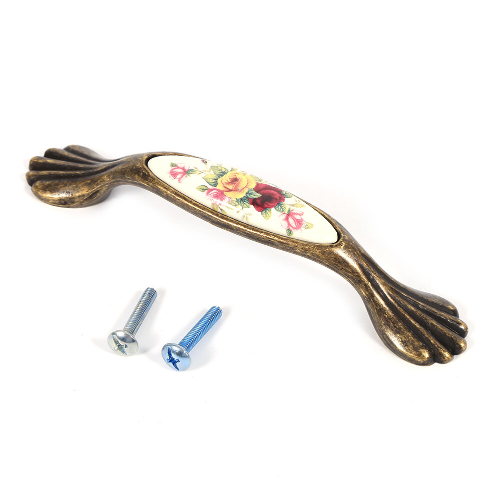 Цветочные керамические бронзовые дверные ручки «сделай сам», шкаф, ящик, ручки для гардероба, 6 #