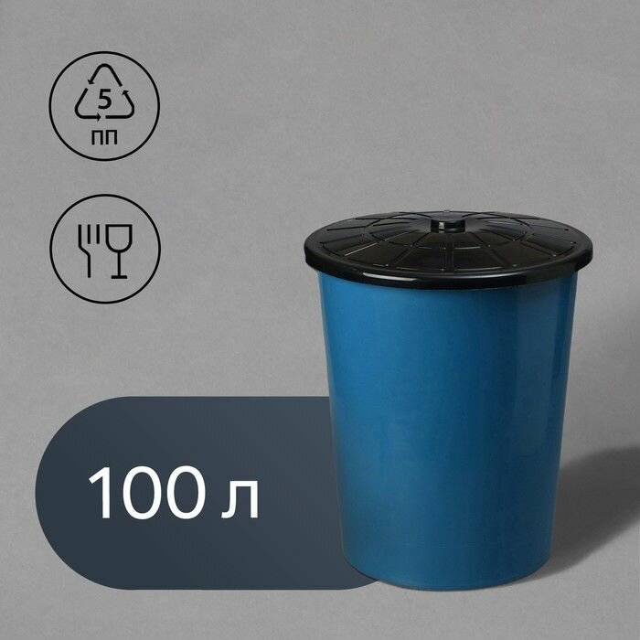 Бак пищевой Альтернатива 100 л, с крышкой, синий, пластик