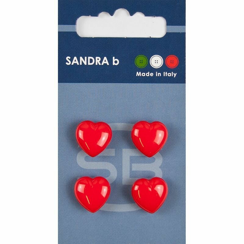 Пуговицы Sandra b "Сердце", красные, 4 шт