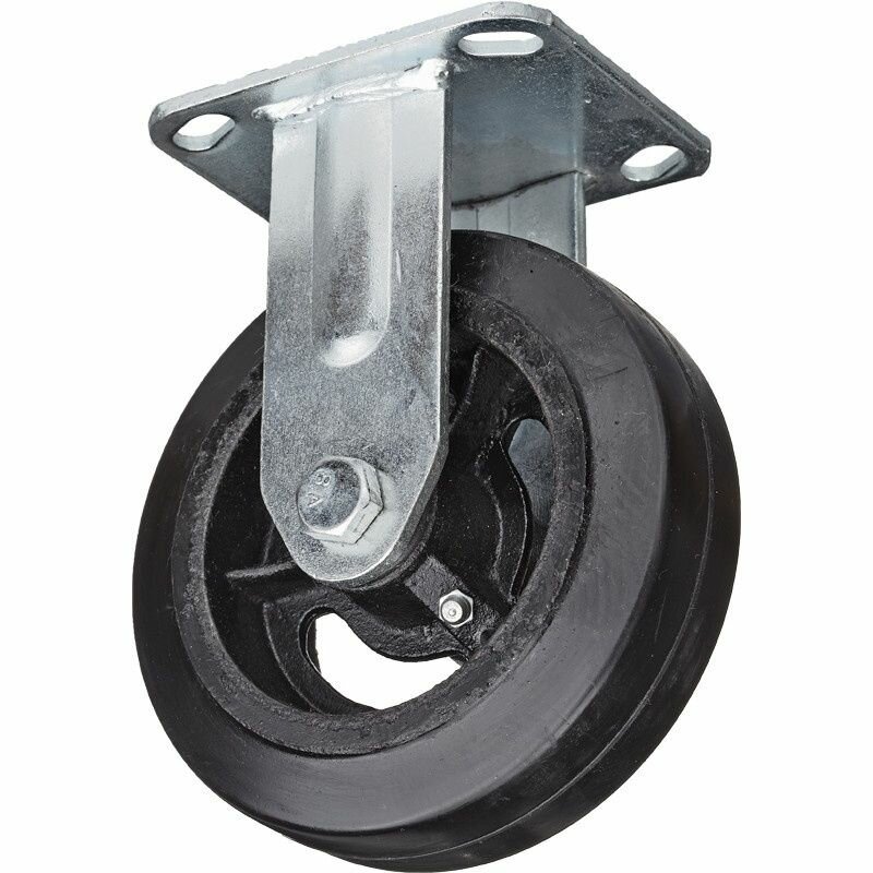 Колесо для тележки КНР неповоротное, литая резина, без тормоза, 160 мм