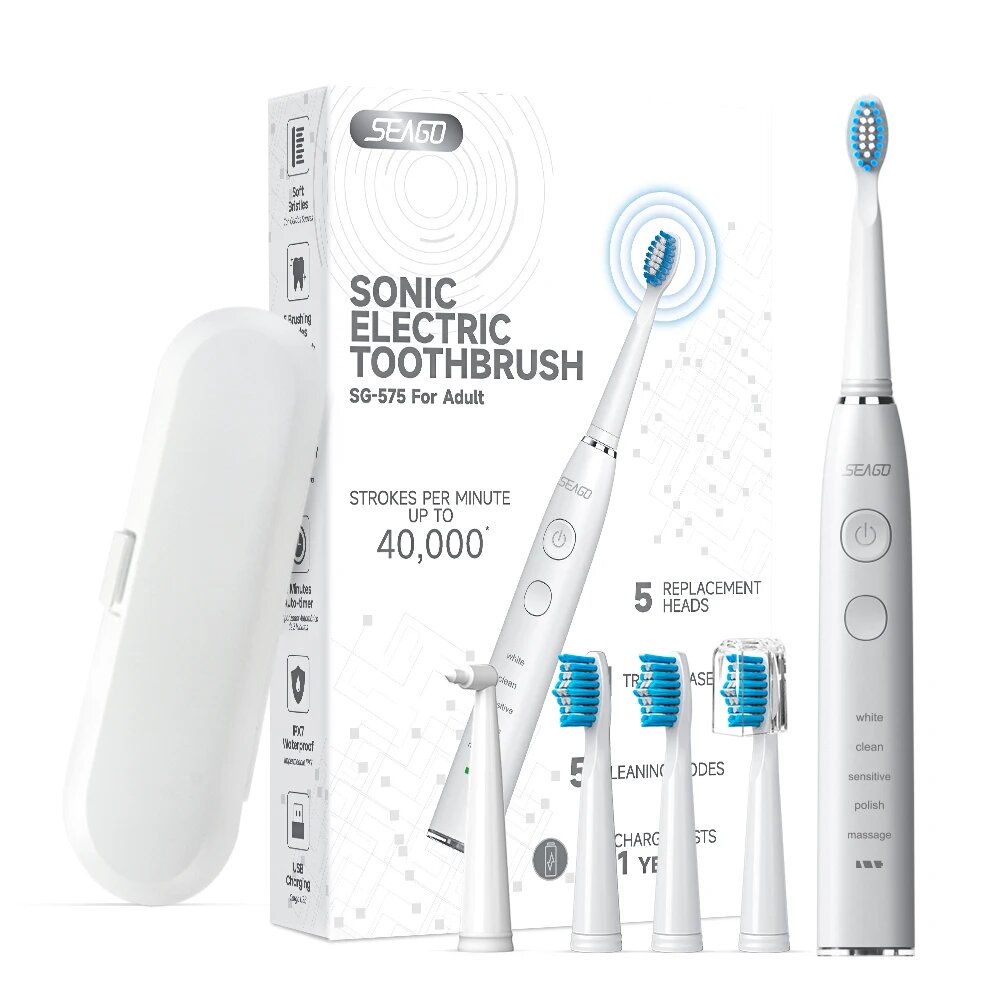 Seago SG-575 Electric Toothbrush, White