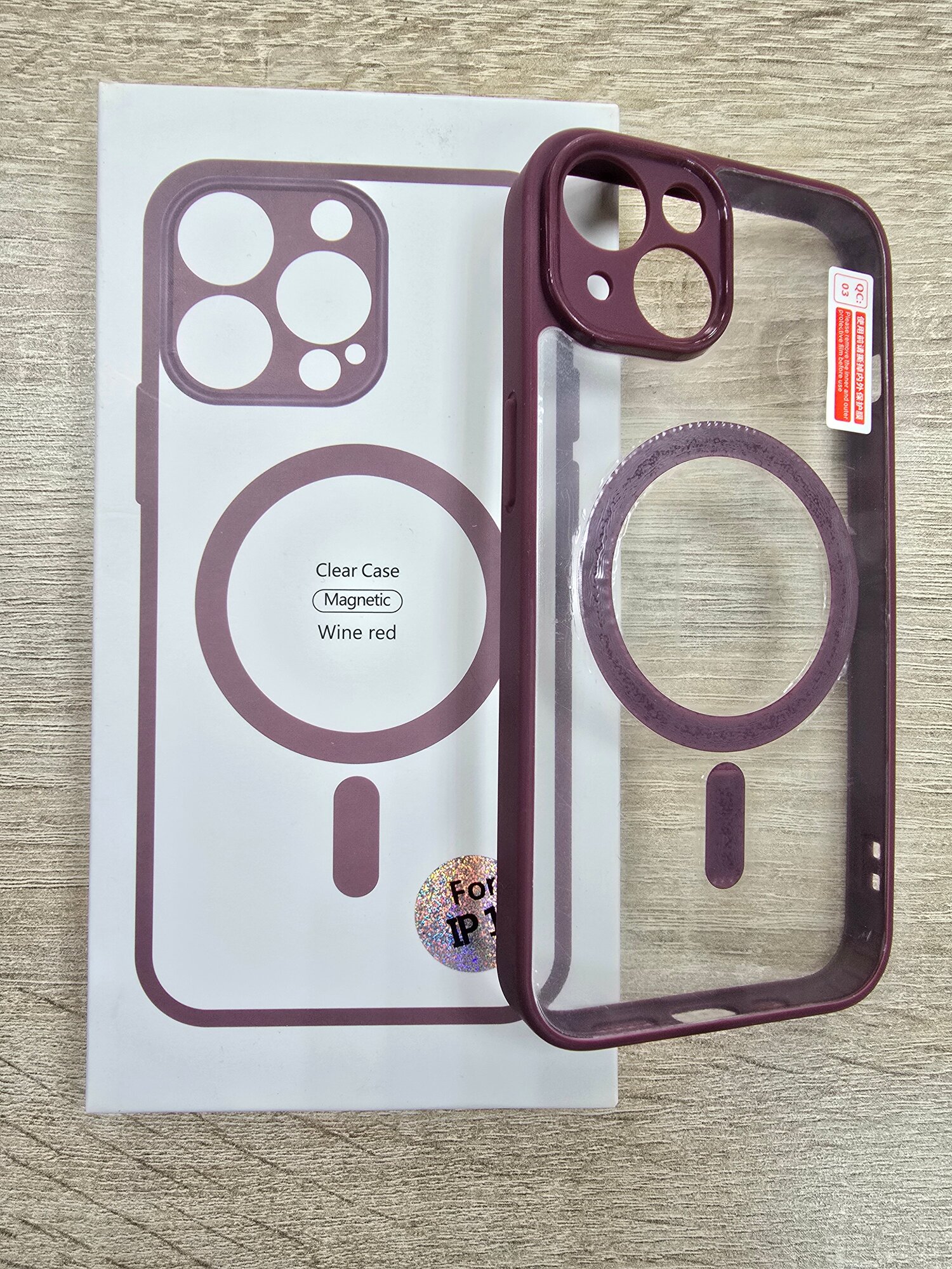 Чехол для iPhone 14 6.1", Clear Case Color with Magsafe, С защитой камер, Wine Red