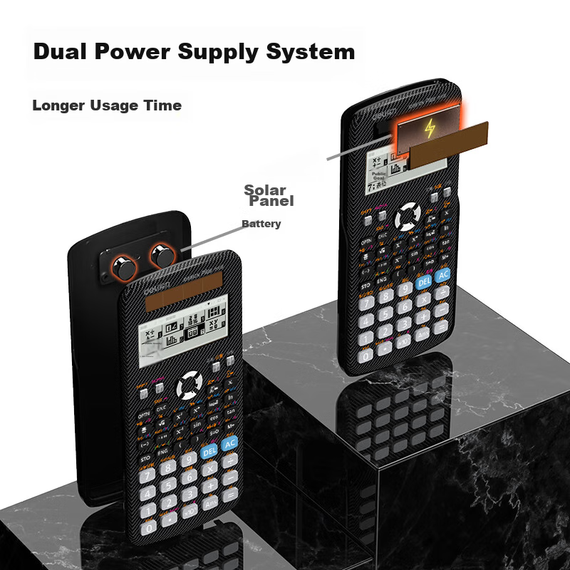 Deli JD991CN Dual Power Scientific Calculator, for High School/University Courses, Postgraduate Entrance Exams, Math Olympiad, Physics Competitions, And Accounting Exams, Black
