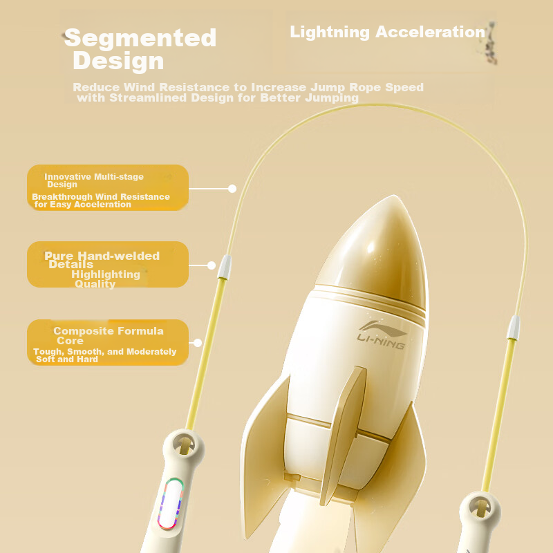 Li-Ning Jump Rope for Children, Primary School Students, First Grade, Sports Fitness, Professional Middle School Entrance Exam, Two-Section Speed Rope for Beginners