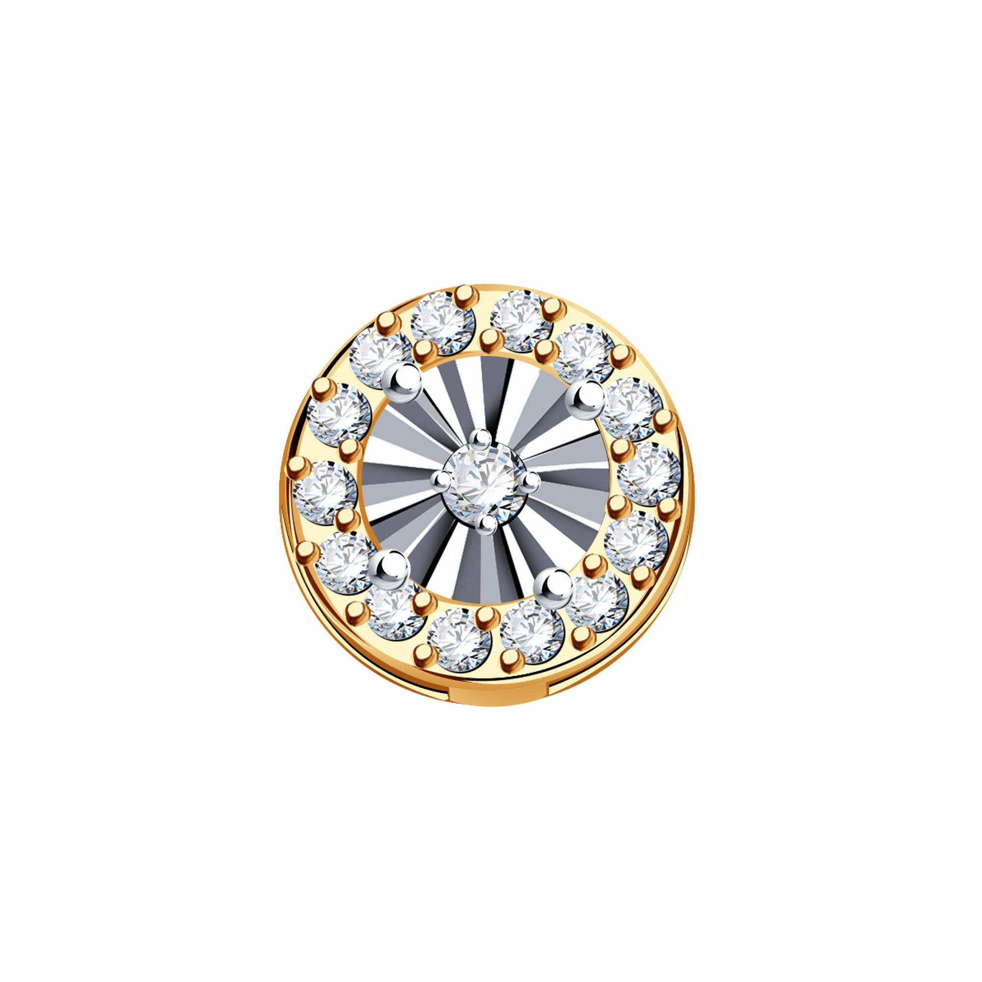 Подвеска, красное золото, 585 проба, фианит