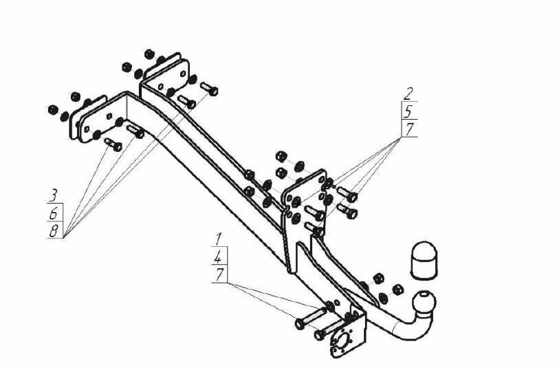Фаркоп на УАЗ-3159, 3160, 3162, 3163, Патриот (без электрики, паспорт и сертификат в комплекте) Motodor.96501-A