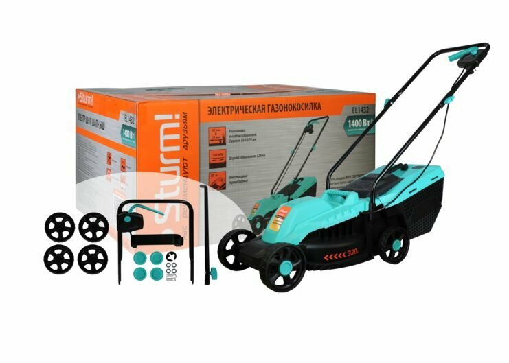 Электрическая газонокосилка Sturm! EL1432, 1400 Вт, 32см, высота кошения 30-70мм, пластиковый травосборник
