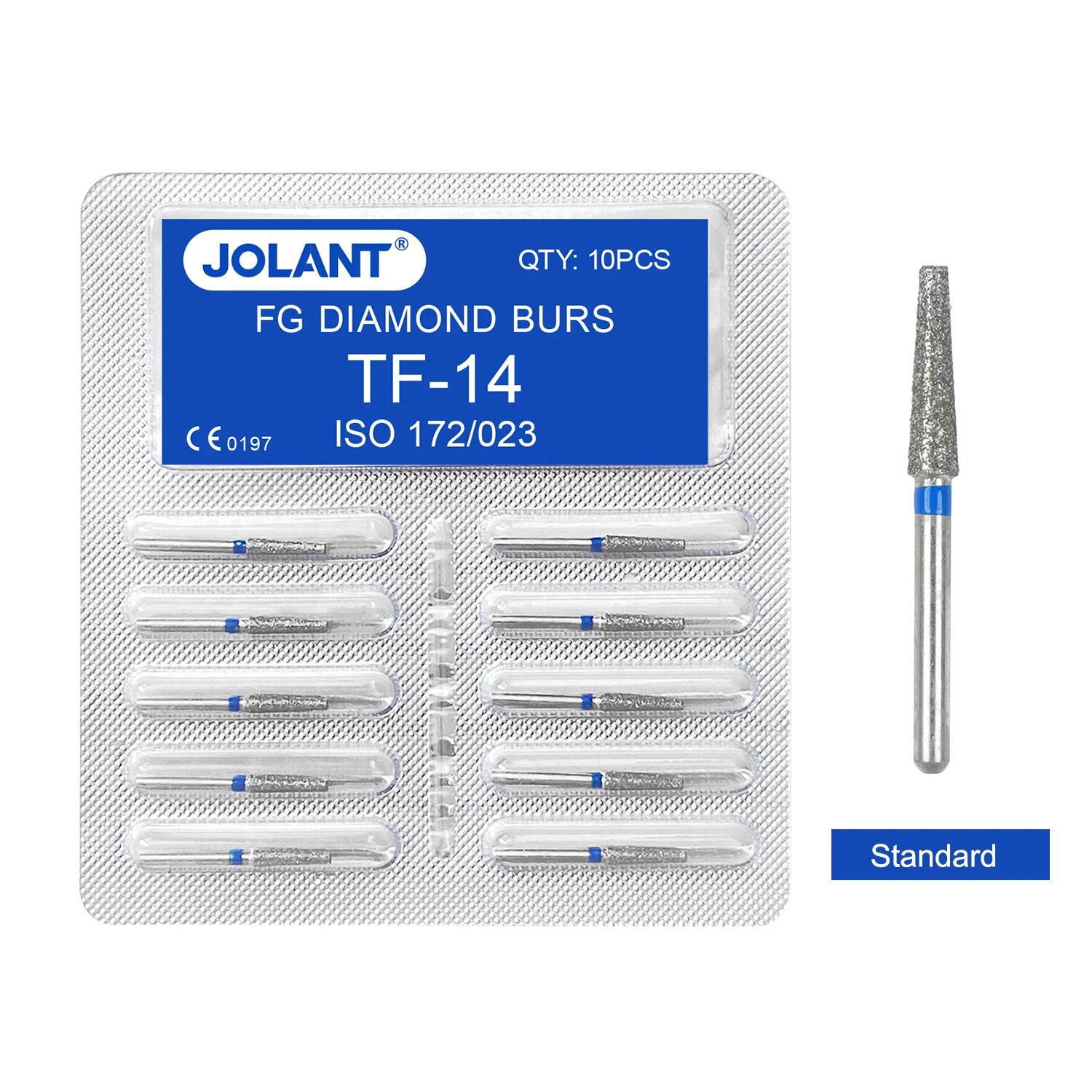 Стоматологические алмазные боры JOLANT FG 1,6 мм, набор из 10 штук