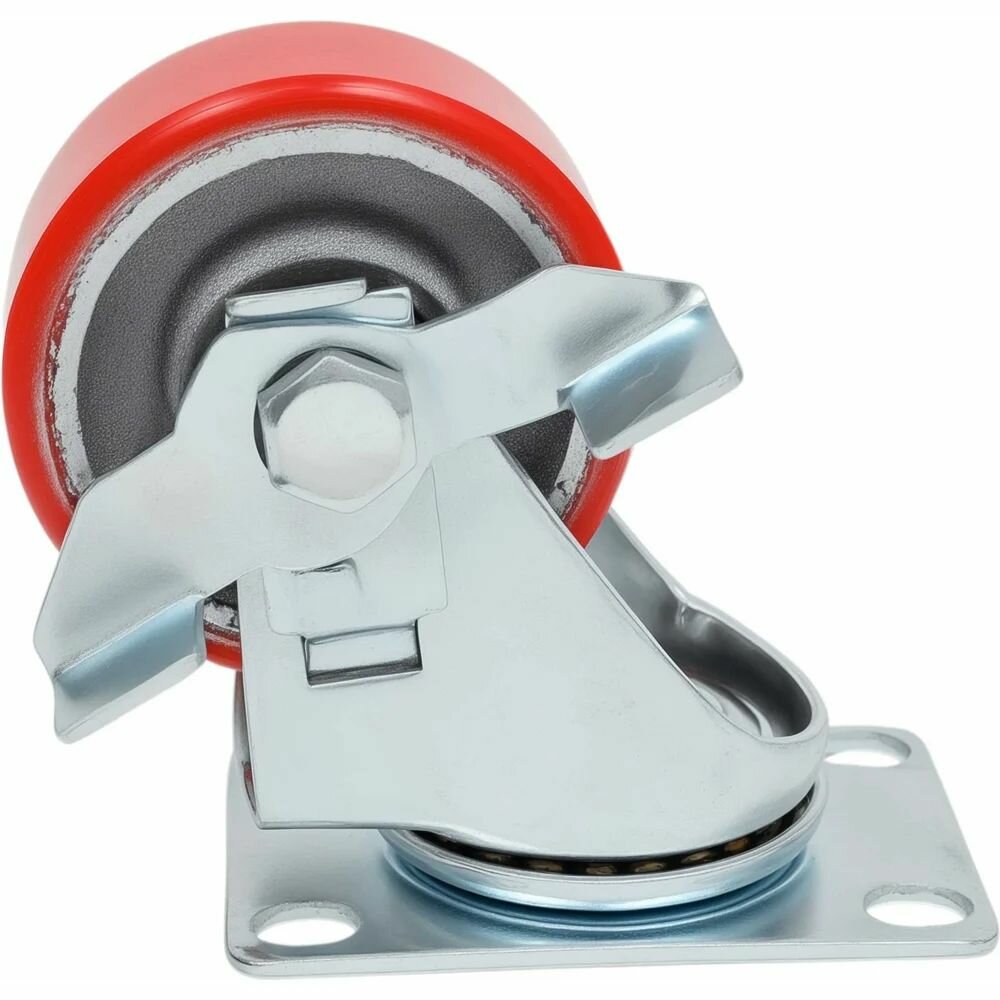 Колесо промышленное поворотное с тормозом с шариковым подшипником ПУ/чугун Gigant G-04-09-54