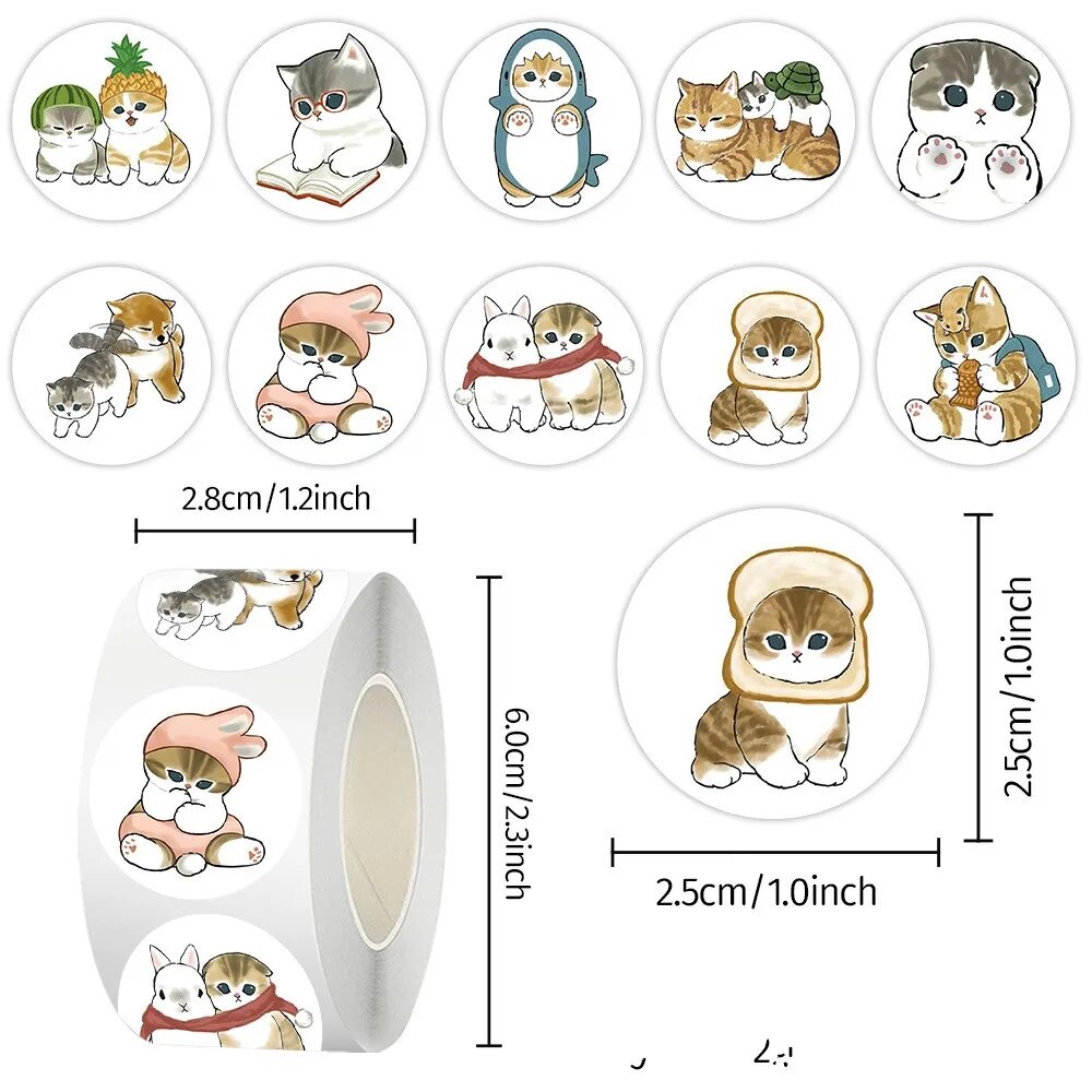 Наклейки котики и животные, 50PC-MAO04
