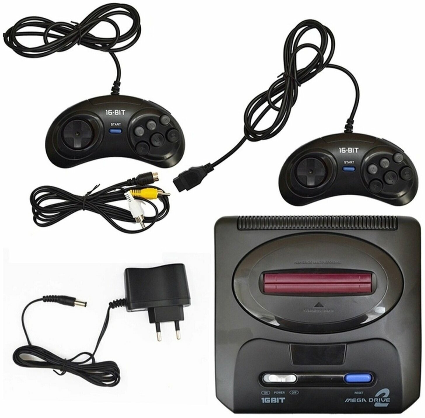 Игровая приставка Sega Mega Drive 2 с игровым контроллером, 16-битная, 200 игр.