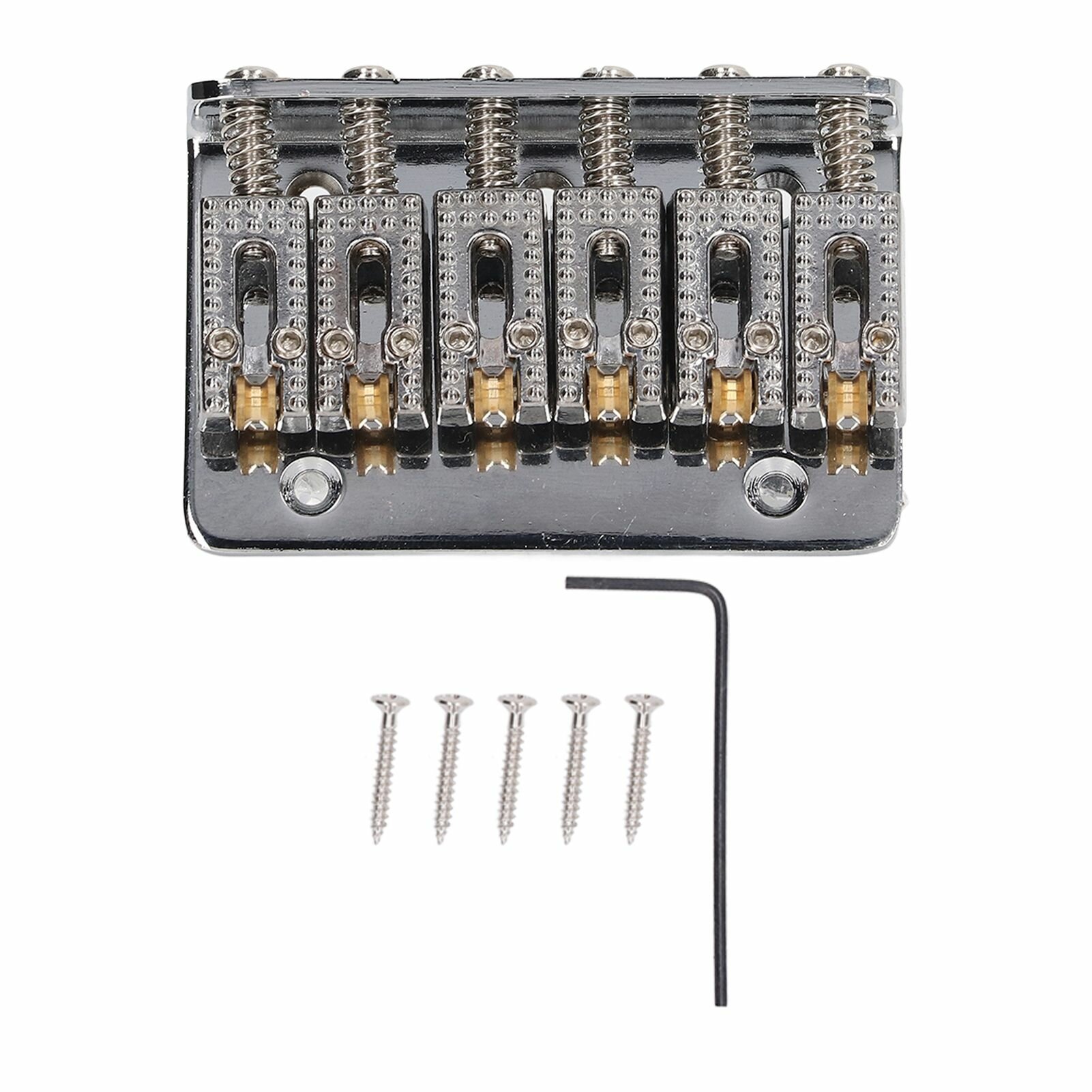 Бридж для 6-струнной электрогитары, фиксированный бридж из глянцевого металла диаметром 65 мм, серебристая отделка, совместим с большинством гитар для замены и обновления