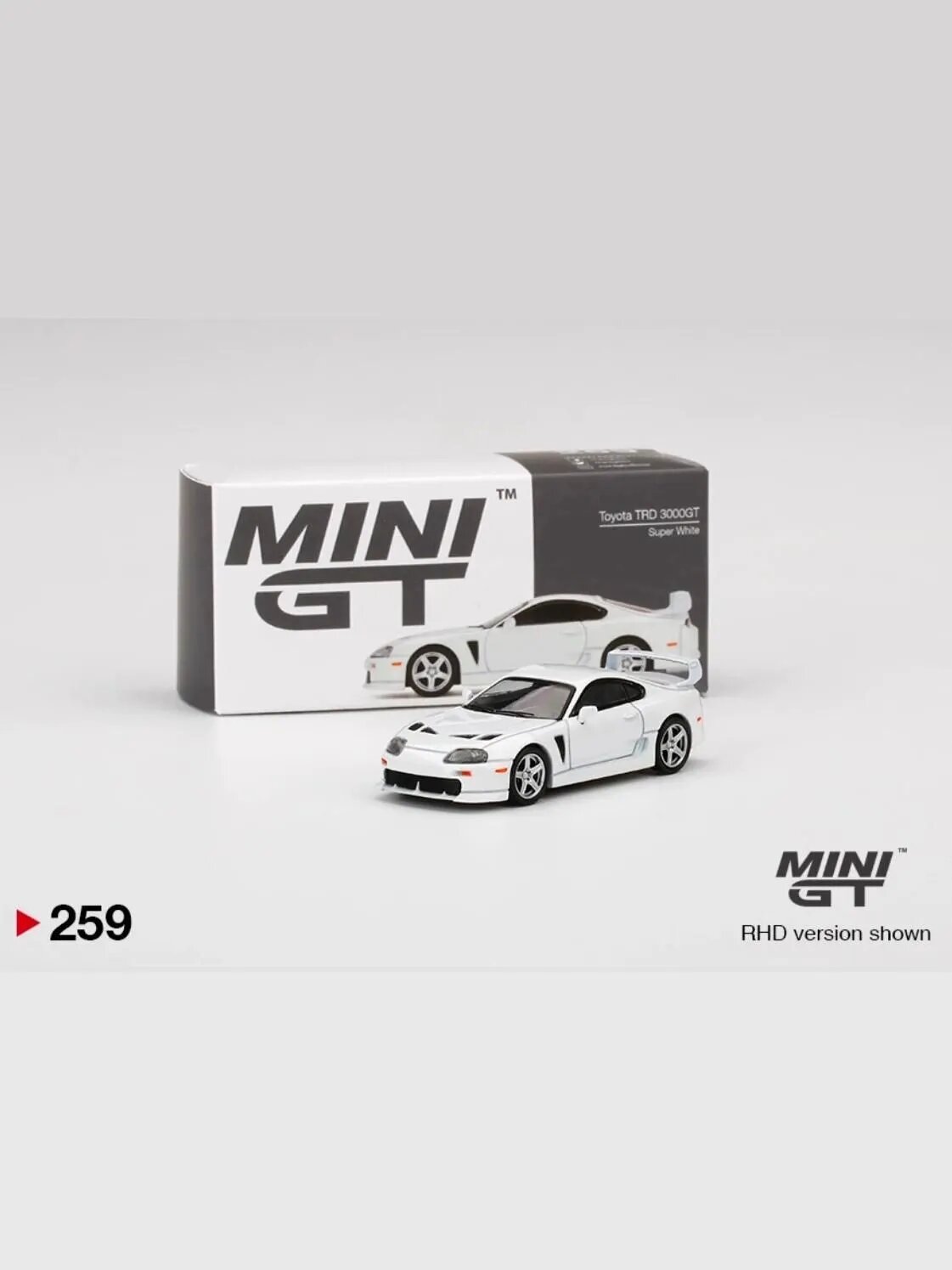 Машинка MINI GT 1/64 #259 Toyota Supra TRD Alpine 3000GT White Die-cast Alloy Car Model Collection Gift