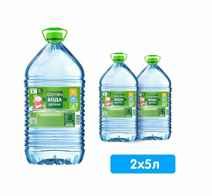 Вода "Черноголовская" для детей GIPOPO, 2 шт. по 5 л, без газа, ПЭТ