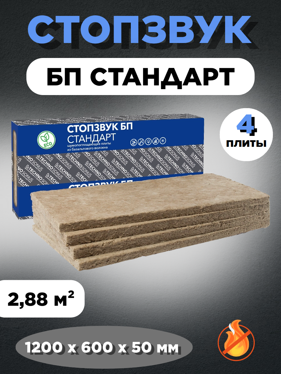 Звукопоглощающая плита СтопЗвук БП Стандарт 2,88 м²