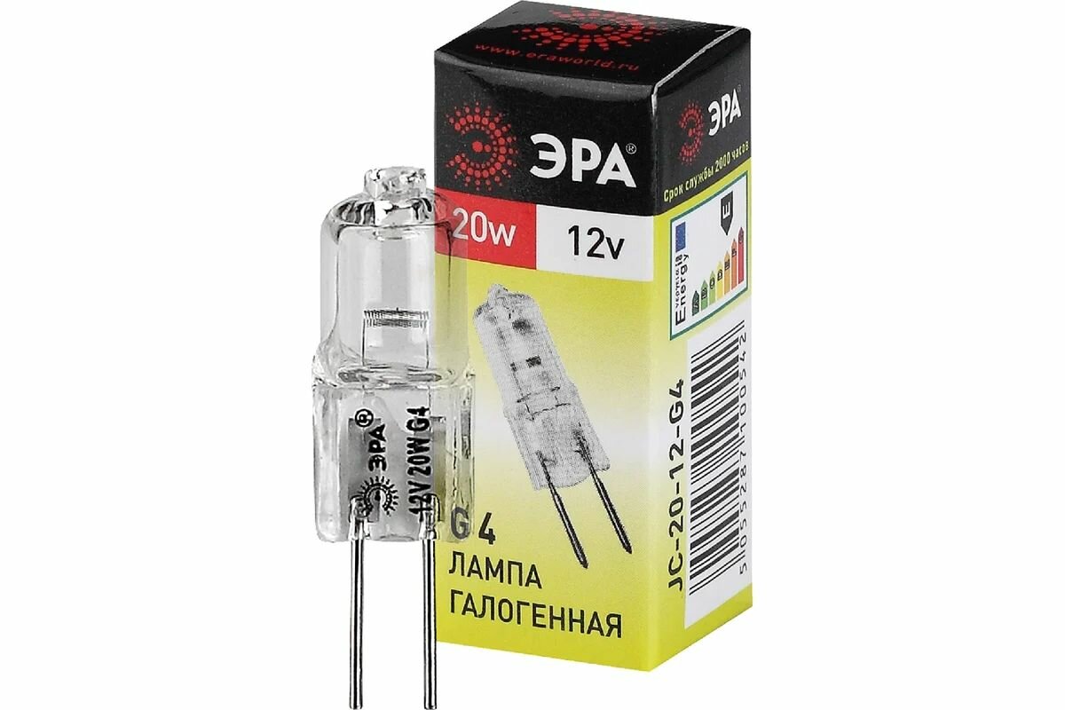 Галогенная лампа ЭРА G4JC20W12V капсула, 20 Вт, нейтральный, G4 C0027369