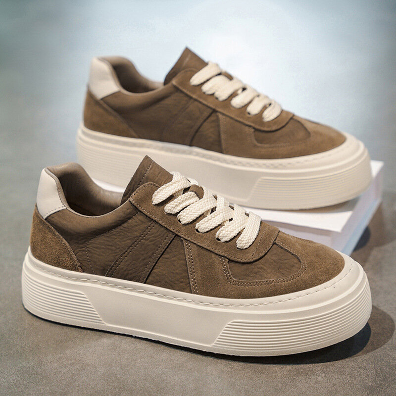 LUO Белые Кеды Мужчины Осень Дыхающие Антискользящие Ткань/Camel