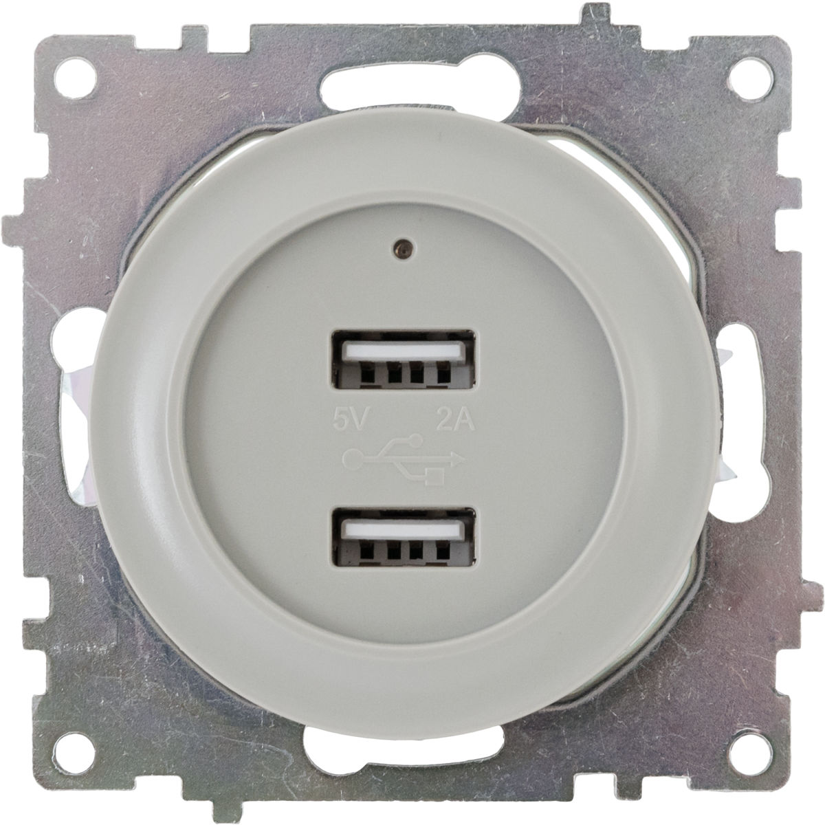 Розетка USB двойная OneKeyElectro, с подсветкой, цвет серый