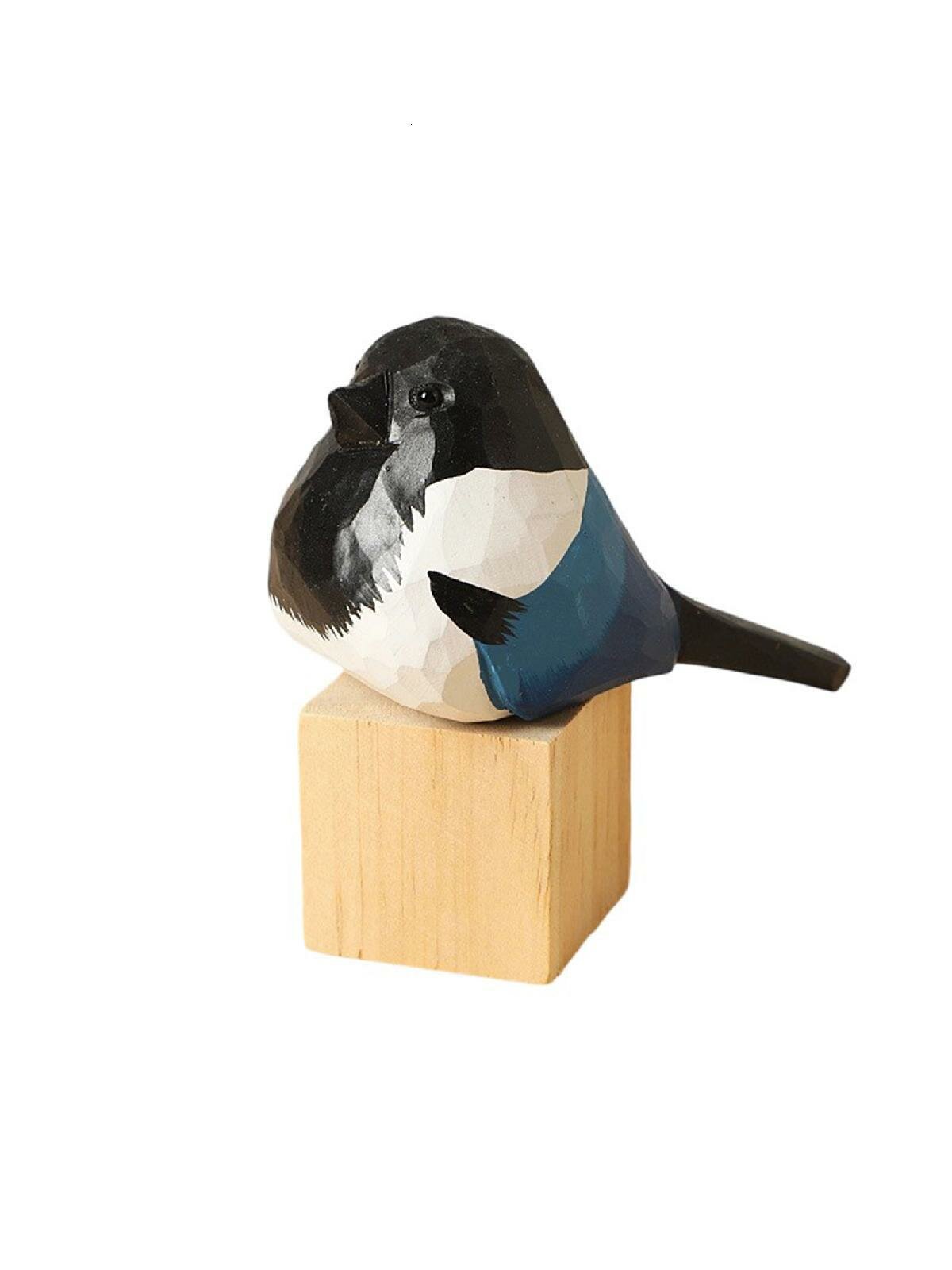 Резьба по дереву, Красочная фигурка птицы из деревянного бруска, Уникальные природные детали, декор домашнего стола ручной работы, подарок