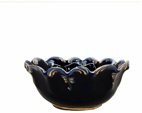 Салатник "Георгин" (Гжель), 180х180х80мм, кобальт, краски, золото