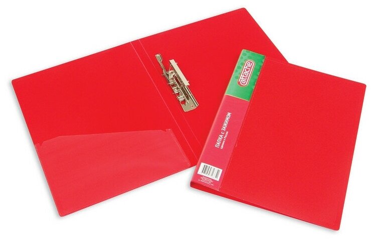 Папка с зажимом Attache А4 0.7 мм красная (до 150 л, с карманом для CD и визиток) 33179