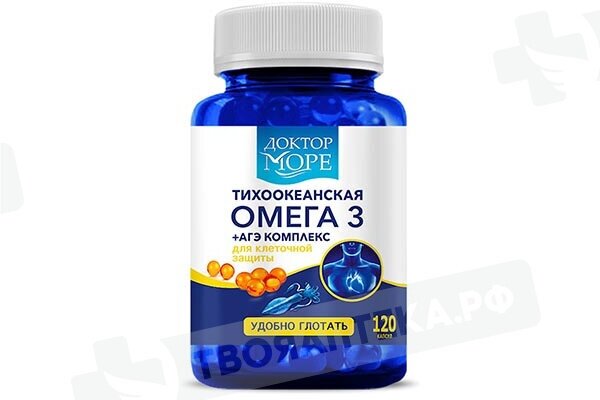 Доктор море Омега-3 тихоокеанская+агэ комплекс капсулы 250мг №120