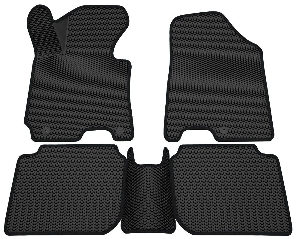 Коврик салонный 3D EVA Ромб резиновый для Kia Cerato (13-18) Черный кант, компл