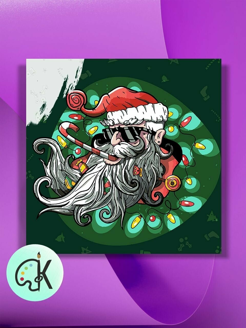 Картина по номерам на холсте Современный Дед Мороз, 40 х 40 см