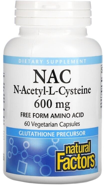 Капсулы Natural Factors NAC N-Acetyl-L-Cysteine, 600 мг, 60 шт.