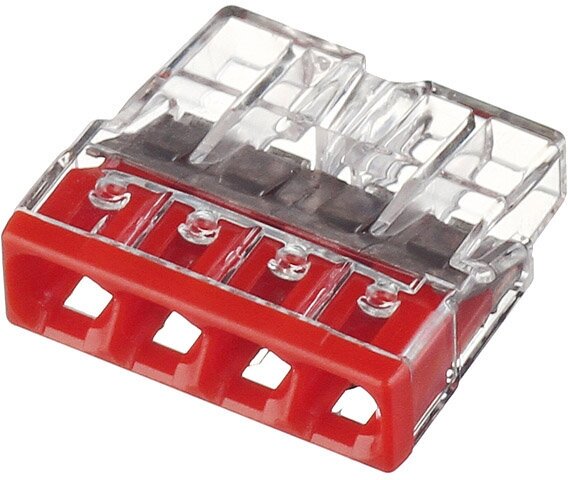 Клемма на 4 провода Wago 2273-204 0,5-2,5 кв. мм самозажимная без пасты (100 шт.)