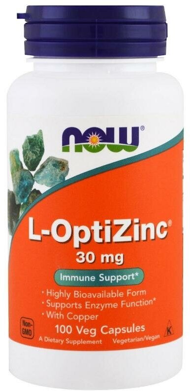 Now Foods L-OptiZinc ( Л-Оптицинк ), Цинк + Медь 30 мг - 100 капсул