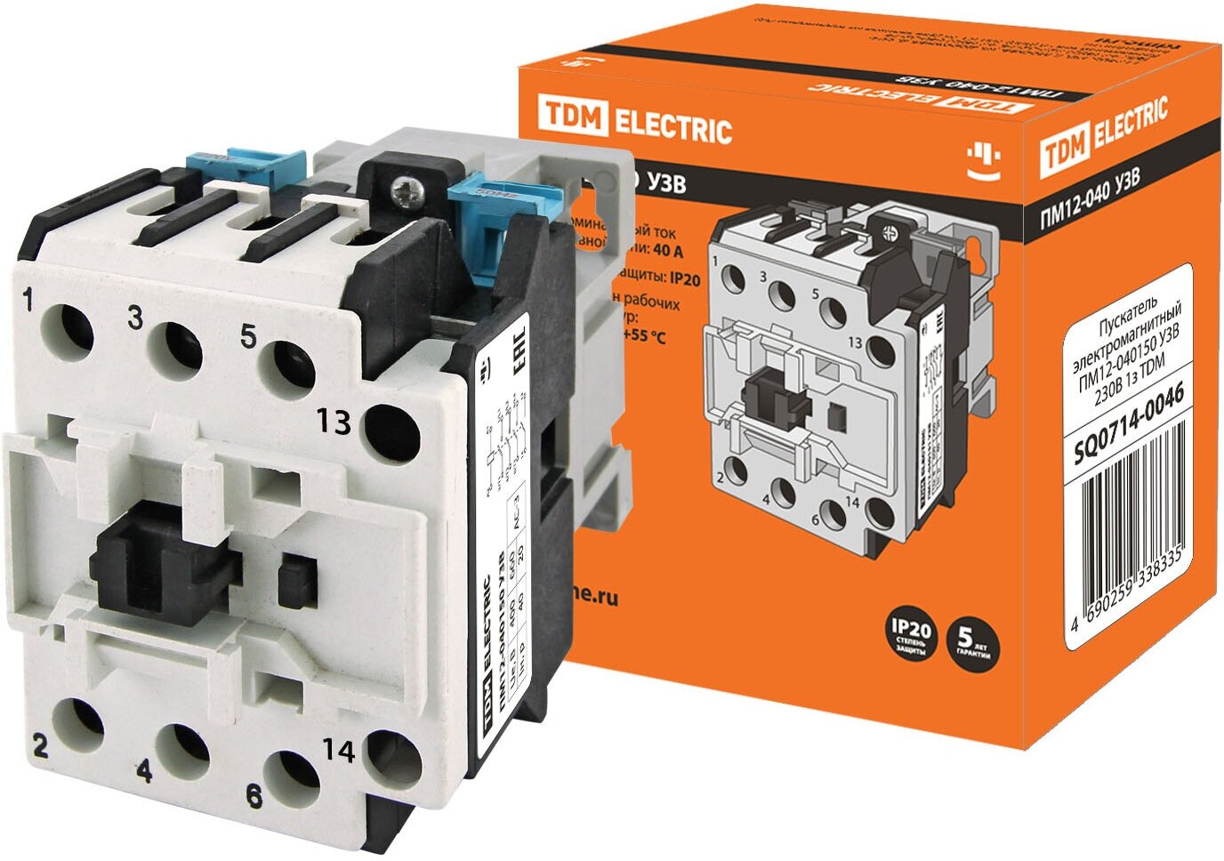 Пускатель электромагнитный ПМ12-040150 У3В 230В 1з, TDM SQ0714-0046 (1 шт.)