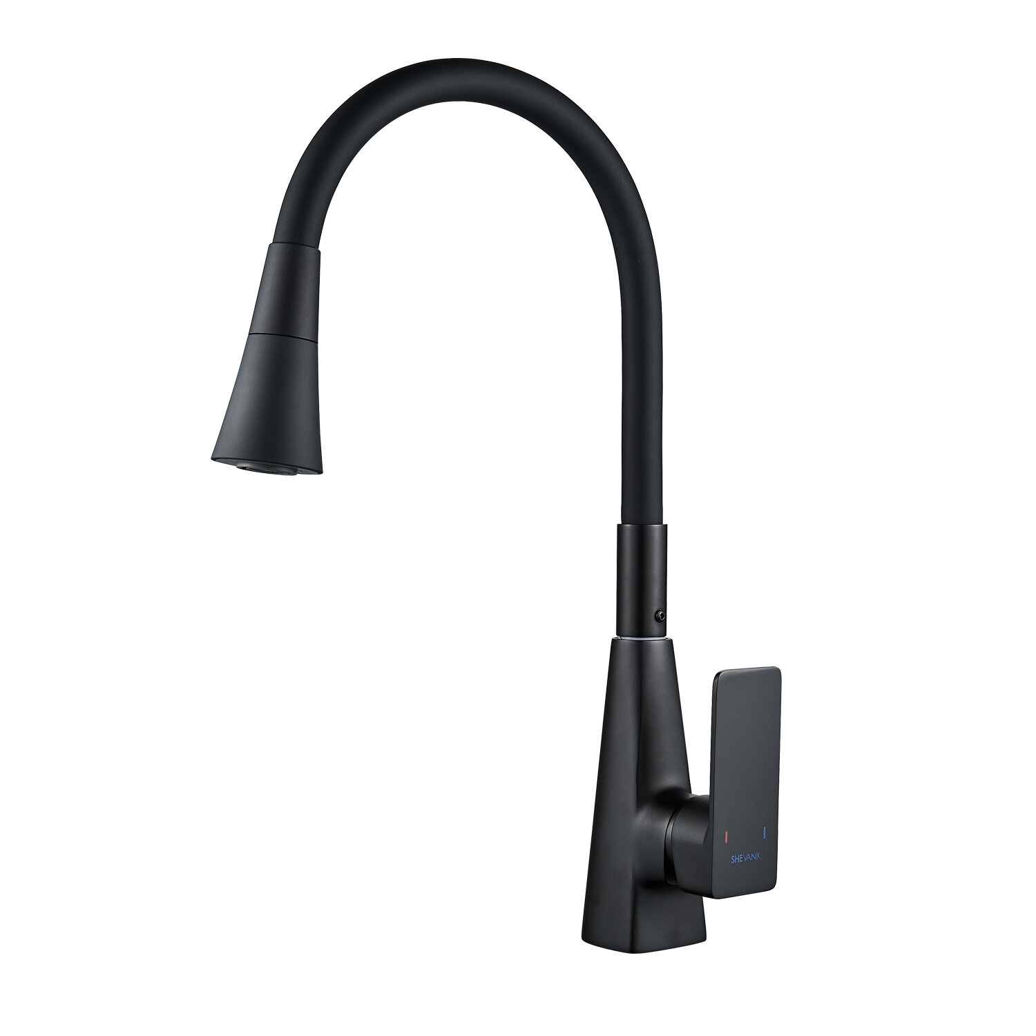 Смеситель для кухни с гибким изливом Shevanik S543H-3, поворотный излив, черный