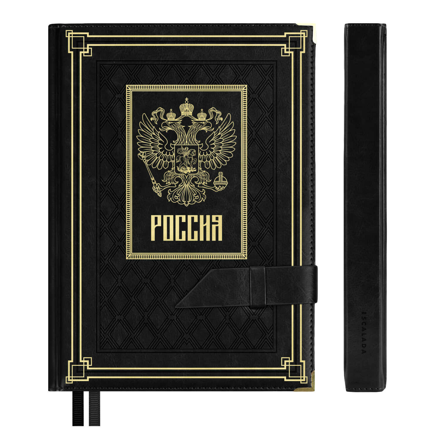 Ежедневник полудатированный, формат А5+ Герб Россия черный