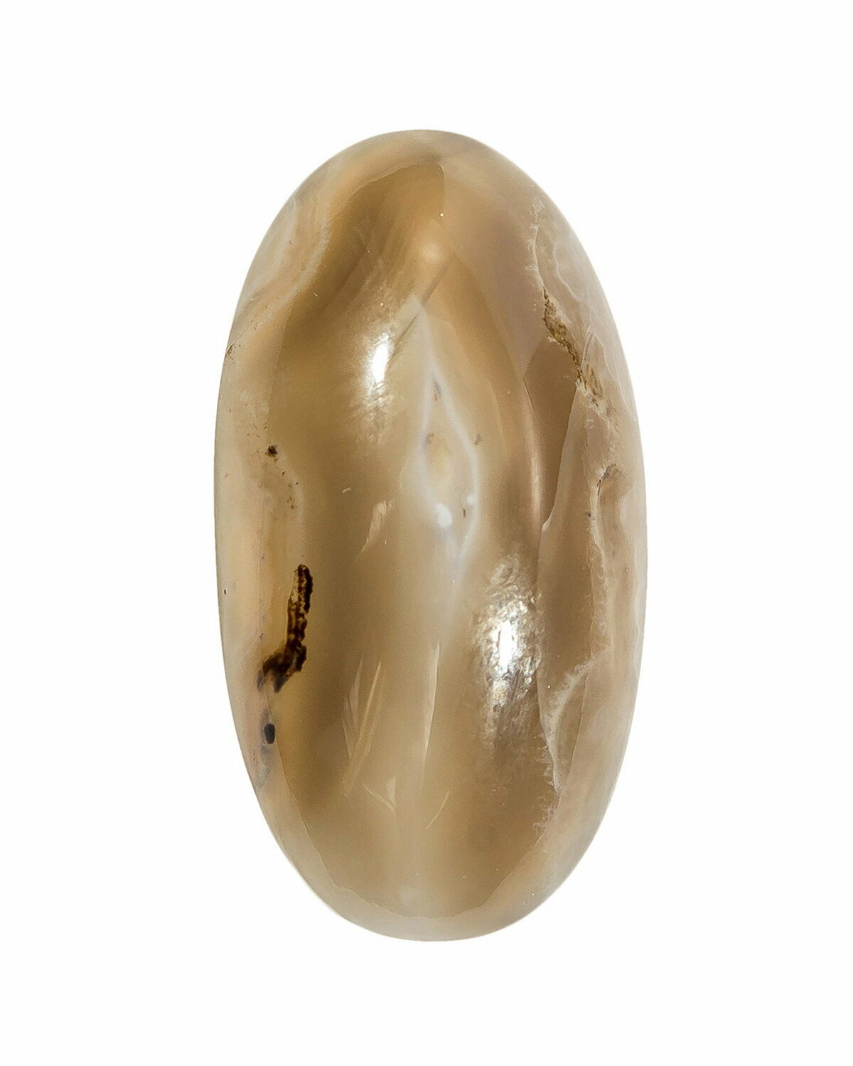 Кабошон из актинолита, размер 50х21х6 мм, вес 9 грамм